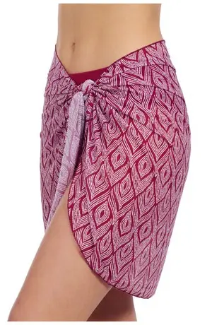 GOTTEX Plume Sarong Wrap Mesh Skirt - Brick Wh