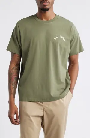 MUSEUM OF PEACE & QUIET Arch Logo Pigment Dyed Graphic T-shirt - Olive