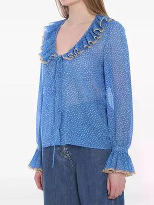 Valentino Garavani Polka Dot-print Silk Blouse - Blue