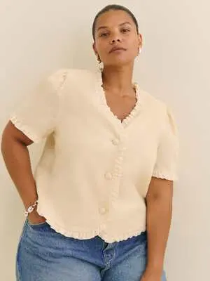 REFORMATION Bess Linen Top - Ivory