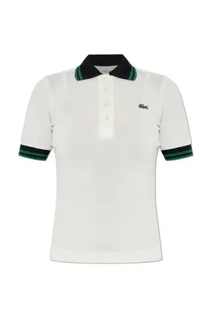 Lacoste Lacoste Ribbed Polo Collar Top - Beige