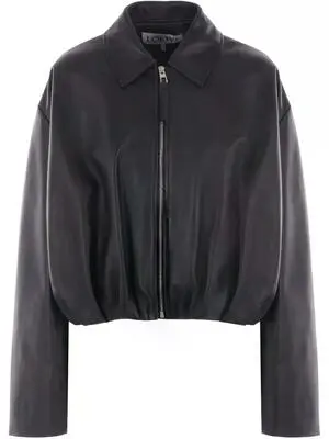 Loewe Draped Leather Jacket - Black