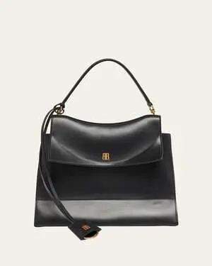 Balenciaga Nano Flap Leather Top-Handle Bag - Black
