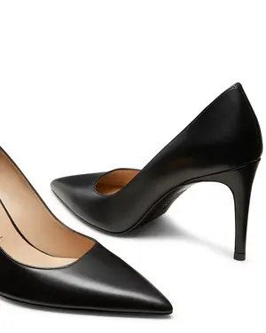 STUART WEITZMAN Power 85 Pumps - Black Smooth Leather