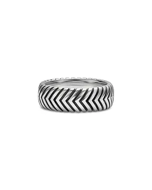 David Yurman Chevron Band Ring In Sterling 8mm - Silver