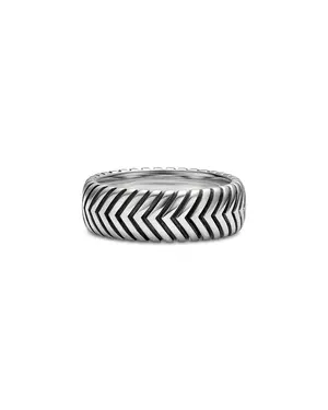David Yurman Chevron Band Ring In Sterling 8mm - Silver