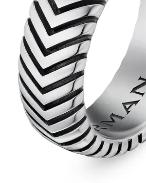 David Yurman Chevron Band Ring In Sterling 8mm - Silver