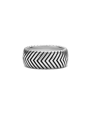 David Yurman Chevron Band Ring In Sterling 10mm - Silver