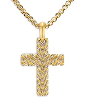 David Yurman Chevron Cross Pendant - White/gold