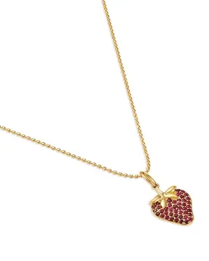 SYDNEY EVAN 14k Yellow Ruby & Diamond Strawberry Pendant Necklace
