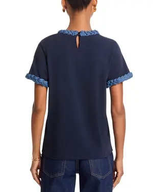 Cinq À Sept Denim Braided Tee - Navy