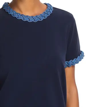 Cinq À Sept Denim Braided Tee - Navy