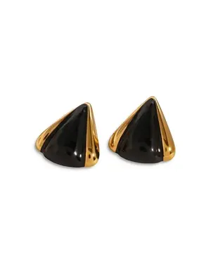 Aqua Monarch Stud Earrings - Black/gold