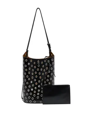 Proenza Schouler Brant Bucket Bag In Eyelet Leather - Black