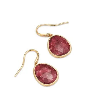 Marco Bicego 18k Yellow Gold Thulite And Diamond Drop Earrings