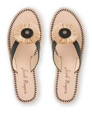 Jack Rogers Cay Thong Sandals - Black/natural