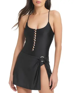 Red Carter O Ring Skirt Swim Cover-up