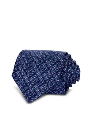 FERRAGAMO Ferragamo Classic Gancini Silk Neck Tie Navy