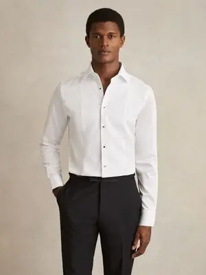 REISS Marcel Regular Fit Cotton Marcella Tuxedo Shirt