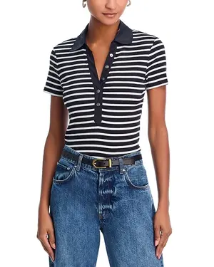 Veronica Beard Kearney Striped Tee - White Black