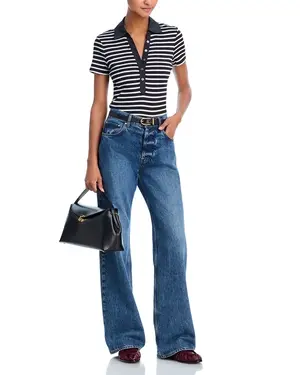 Veronica Beard Kearney Striped Tee - White Black