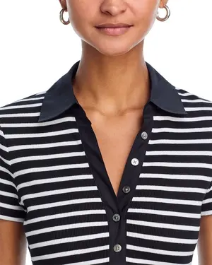 Veronica Beard Kearney Striped Tee - White Black
