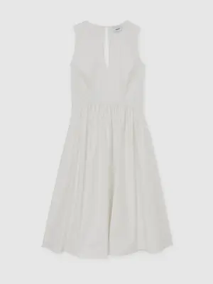 REISS Liza Cotton Corset Midi Dress