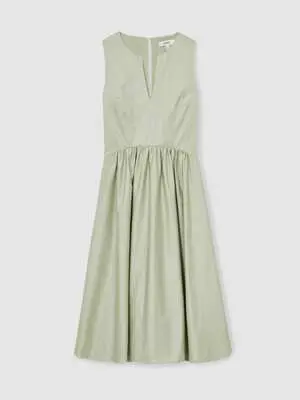 REISS Liza Cotton Corset Midi Dress