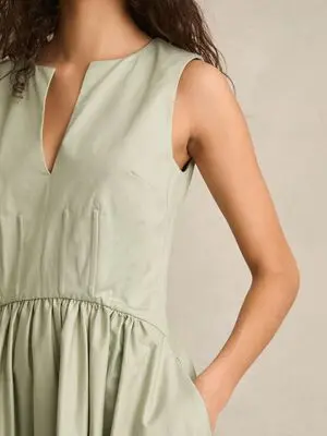 REISS Liza Cotton Corset Midi Dress