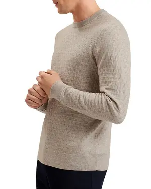 Ted Baker London Textured Stitch Crewneck Sweater - Taupe