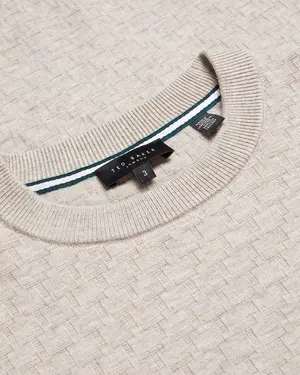 Ted Baker London Textured Stitch Crewneck Sweater - Taupe