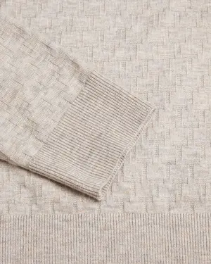 Ted Baker London Textured Stitch Crewneck Sweater - Taupe