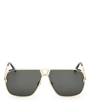 TOM FORD 63mm Stavros Navigator Sunglasses - Gold/green