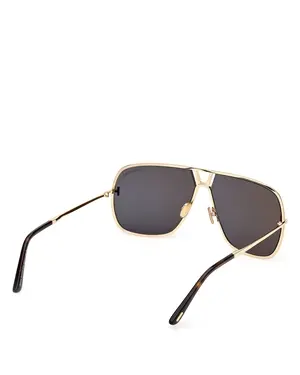 TOM FORD 63mm Stavros Navigator Sunglasses - Gold/green