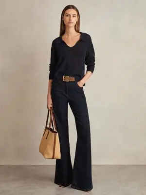 REISS Matilda Cotton Blend Jumper - Navy