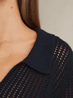 REISS Matilda Cotton Blend Jumper - Navy