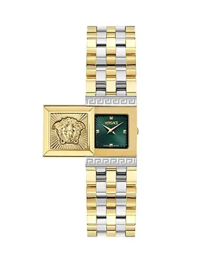 Versace Reveal Square Watch - Green/two Tone