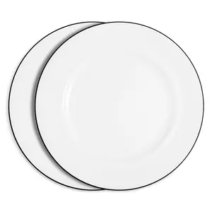 RICHARD BRENDON Line Rimmed Dinner Plate - Matte Black/white