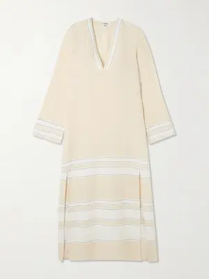 LEMLEM Theodora Striped Cotton-blend Midi Dress - Neutrals