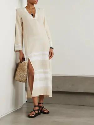 LEMLEM Theodora Striped Cotton-blend Midi Dress