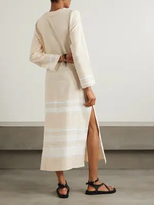 LEMLEM Theodora Striped Cotton-blend Midi Dress