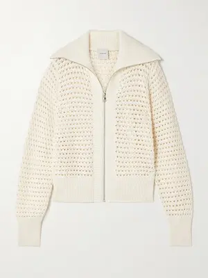 Varley Eloise Pointelle-knit Cotton Cardigan - Neutrals