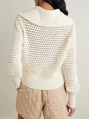 Varley Eloise Pointelle-knit Cotton Cardigan - Neutrals