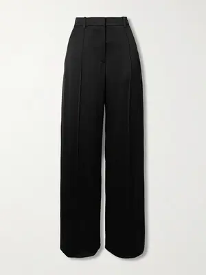 Balmain Pleated Wide-leg Satin Pants