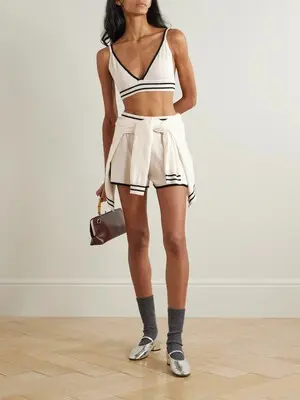 ALLUDE Striped Cashmere Bralette