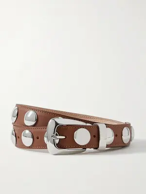 Khaite Benny Studded Leather Belt - Brown
