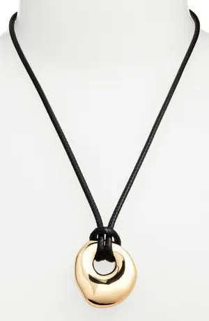 OPEN EDIT Pendant Slider Necklace - Black- Gold