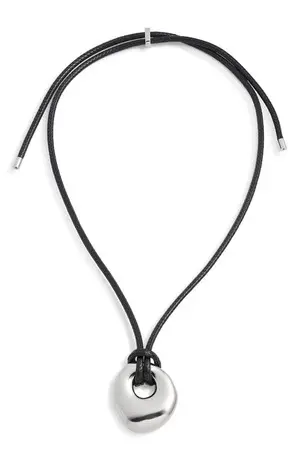 OPEN EDIT Pendant Slider Necklace - Black- Silver