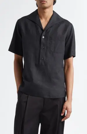 Dolce & Gabbana Short Sleeve Linen Shirt - N0000 Black