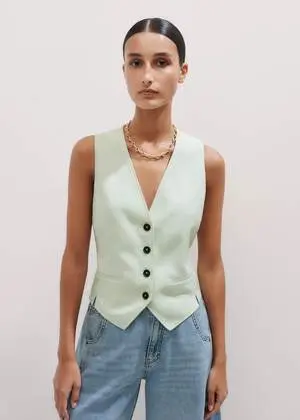 ME+EM Lightweight Tailored Waistcoat - Mint Sorbet